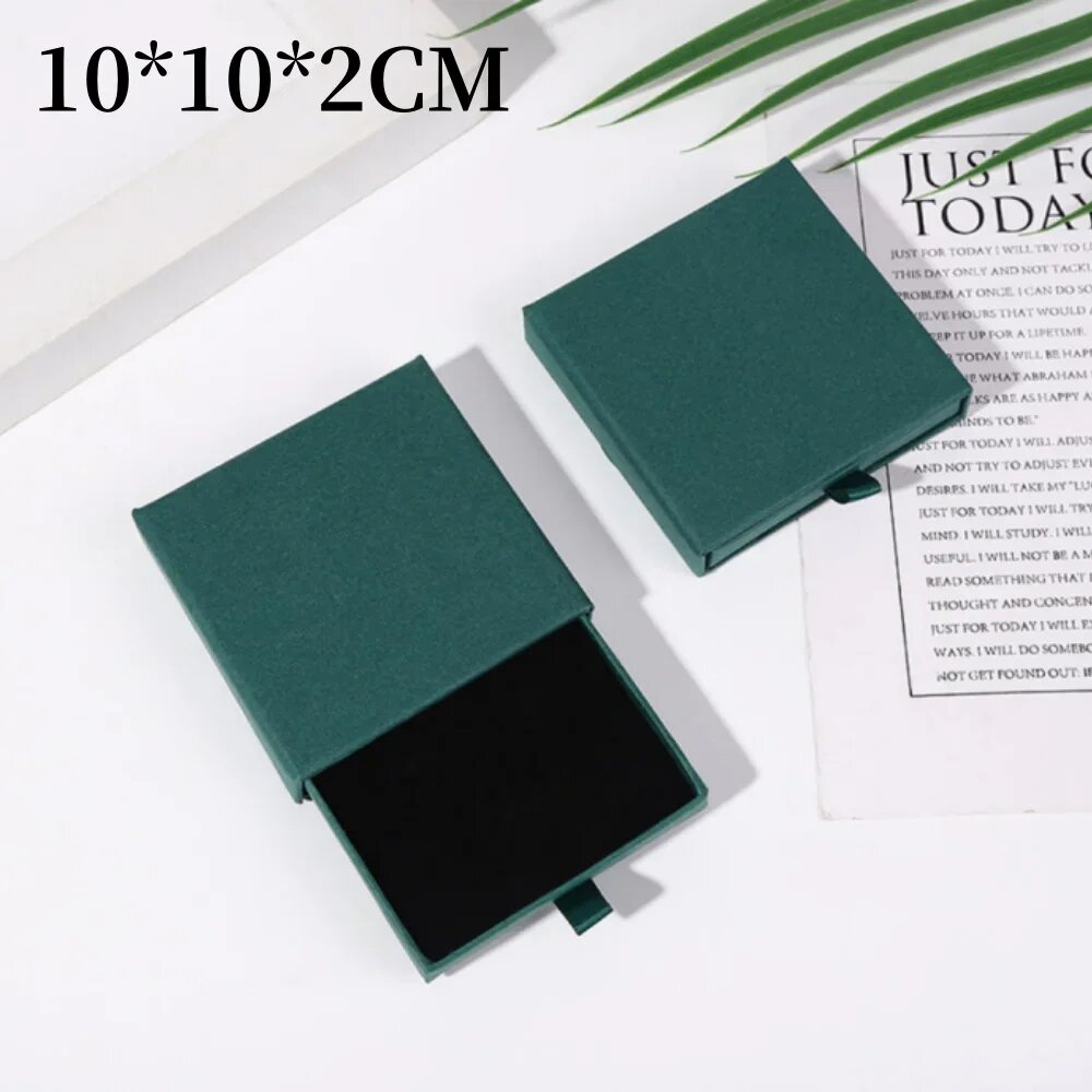 Шкатулка для украшений из крафт-бумаги Joyero Изумрудный, Dark green-10x10x2CM