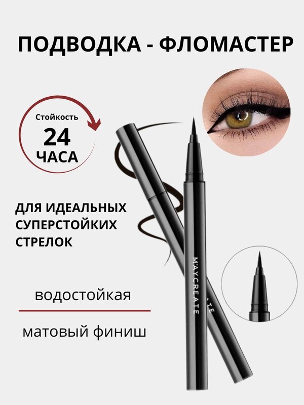 Подводка для глаз, водостойкая, черная