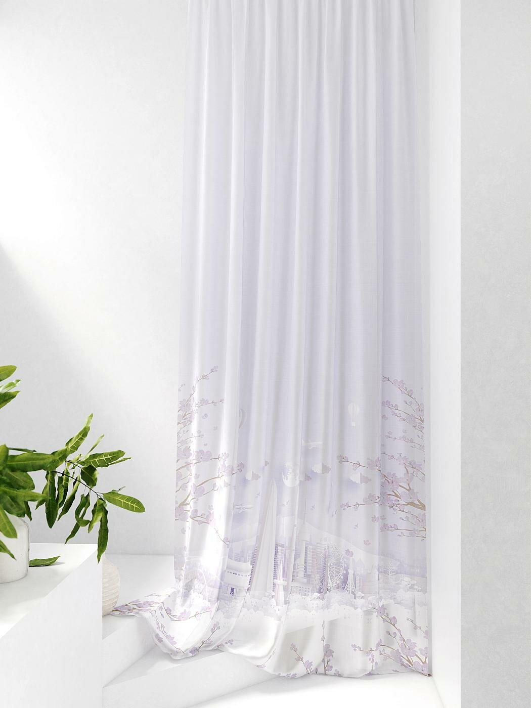 Штора для спальни и гостиной готовая 150x260 см с рисунком (589087-260)