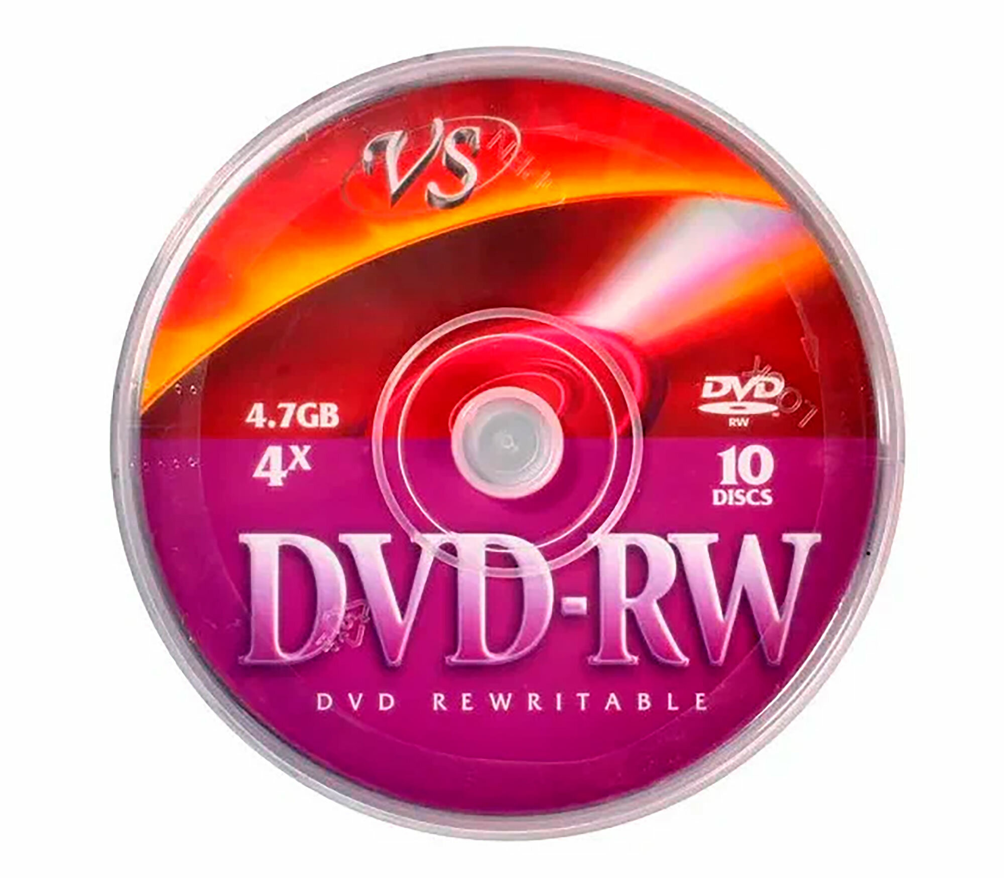 Диски VS DVD-RW 4,7 GB 4x Cake Box, 10 шт.