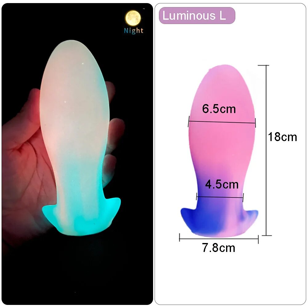 Яйцо Анальная Пробка Светящаяся Красивая Анальная Пробка Жидкий Силикон Мягкая Анальная Пробка Секс-Игрушка Для Мужчин Женщин Вагинальная/Анальная Пробка Фистинг Игрушки Luminous L