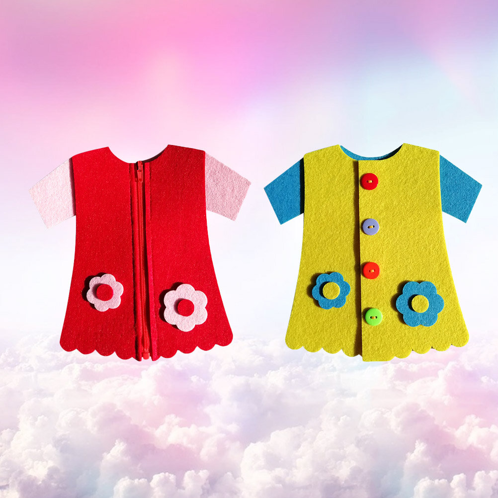 Набор из 2 развивающих игрушек с пуговицами и молнией из фетра для игры детей