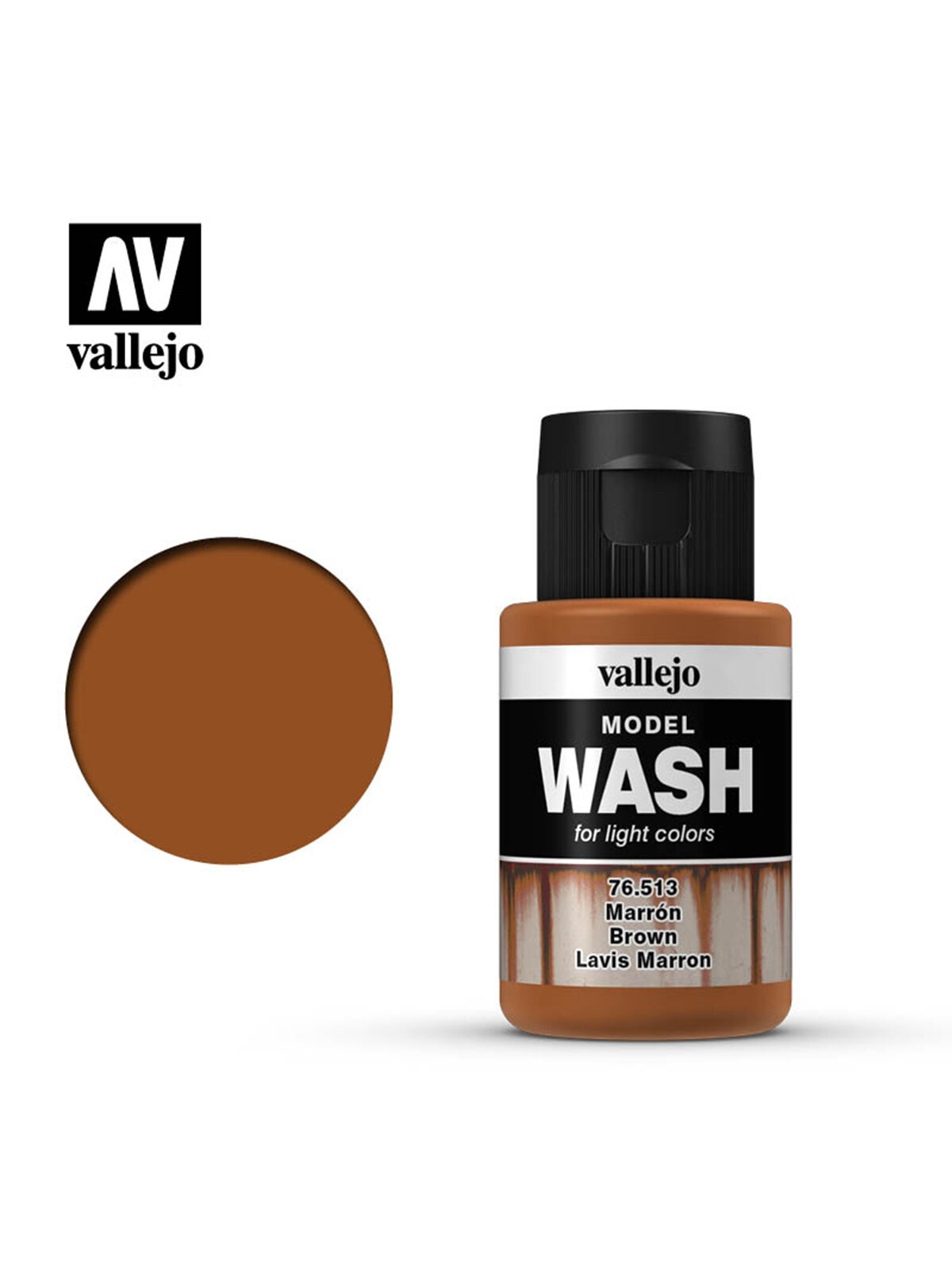 Краска акриловая Vallejo серии Model Wash - Brown 76513, проливка, 35 мл