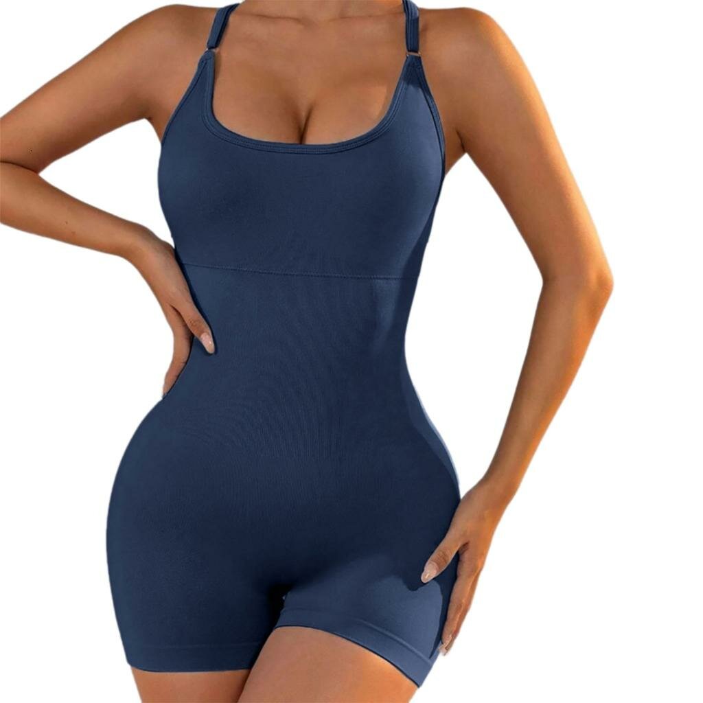 Женские йога-шорты с высокой талией, Темно-синий - M