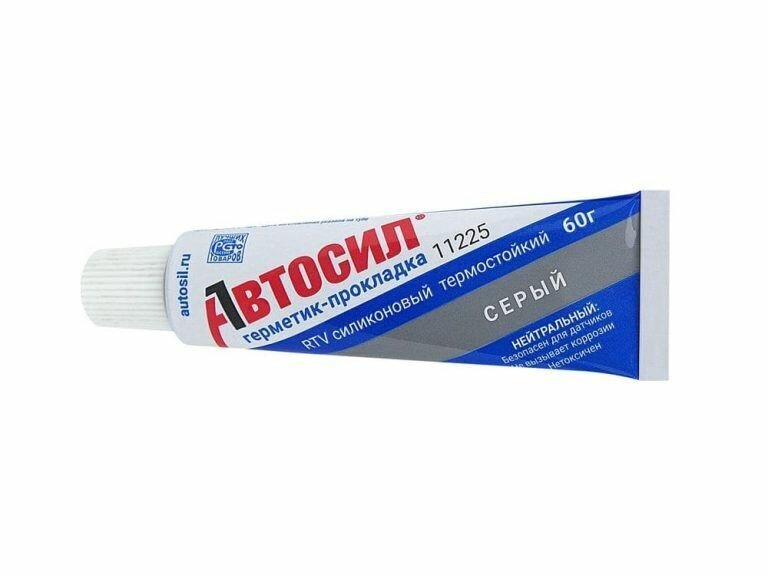 Герметик-прокладка автосил 11225-060 силиконовый серый, термостойкий Казанский герметик автомобильный, 60 гр.