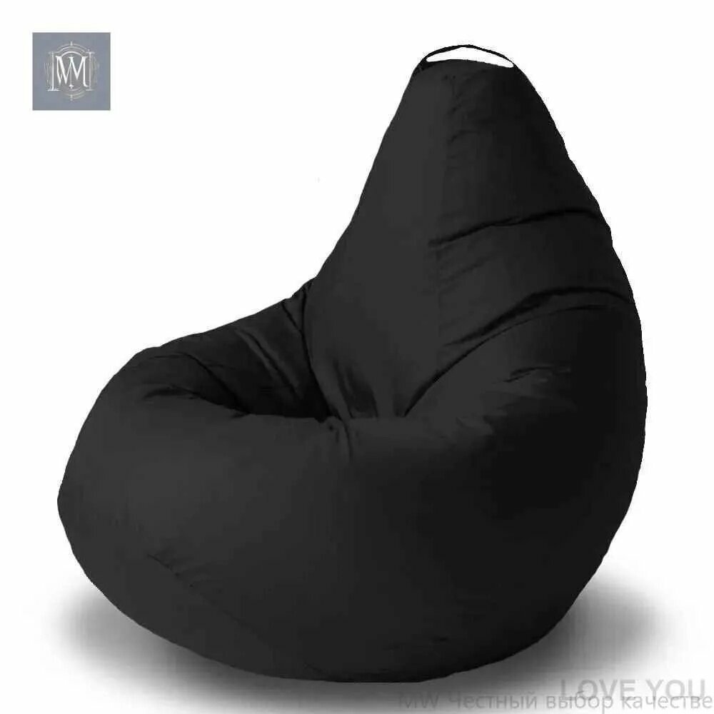 Бескаркасный пуф Шезлонг, Синтетическая дышащая сетка, Размер XXXL, черный матовый