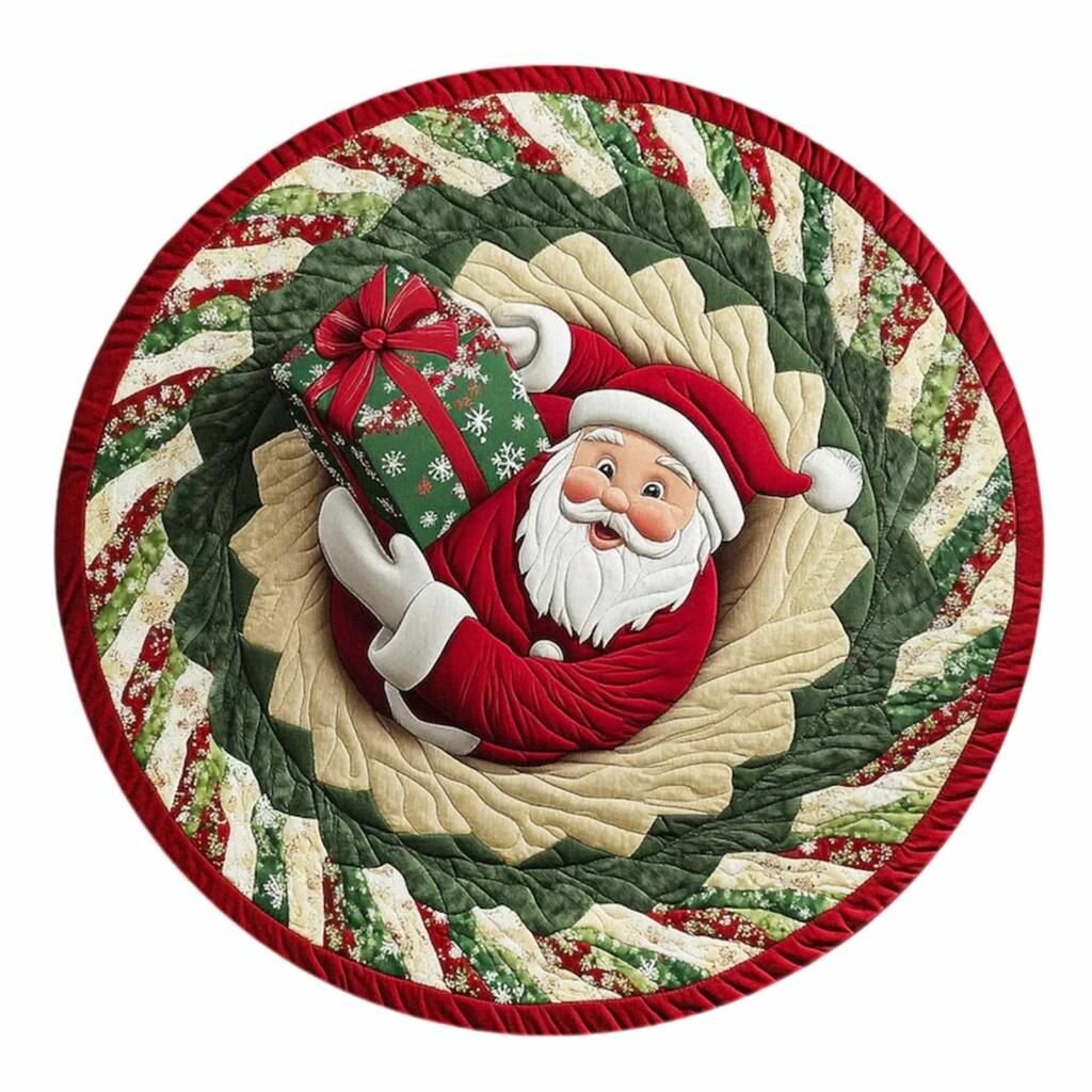 Круглый рождественский 3D-ковер из хрусталя visual crystal velvet carpet-C-60x60 см