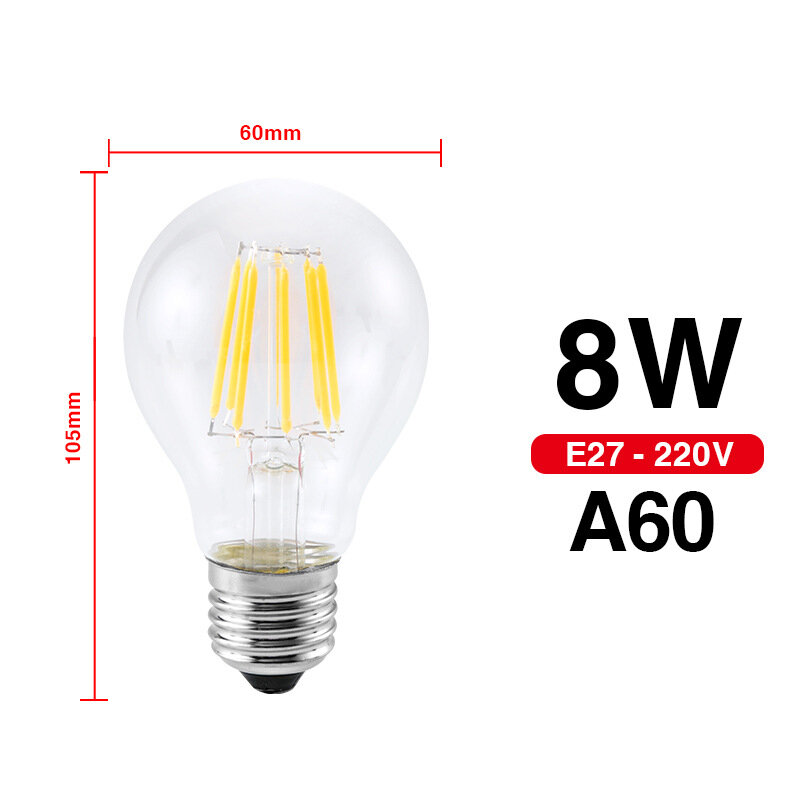 Кросс-бордер Эдисон LED лампа с нитью накаливания энергосберегающая лампа E27 с винтовым основанием прозрачное стекло ретро E14 лампа для освещения гостиной