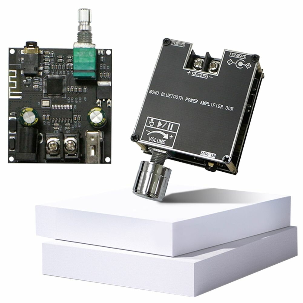 30 Вт моно Bluetooth усилитель звука, поддержка Five Finger APP, регулировка громкости, защита от перегрева, перегрузки, КЗ, обратного подключения