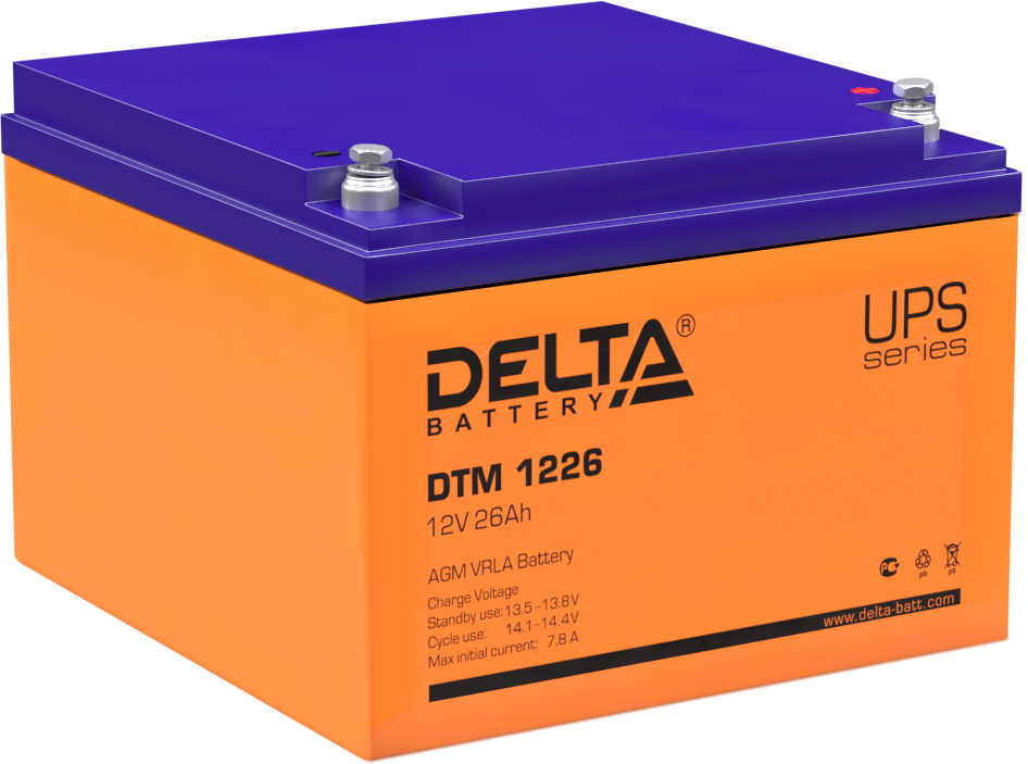 Аккумуляторная батарея DELTA battery DTM 1226 ∙ Аккумулятор 12В 26 А∙ч