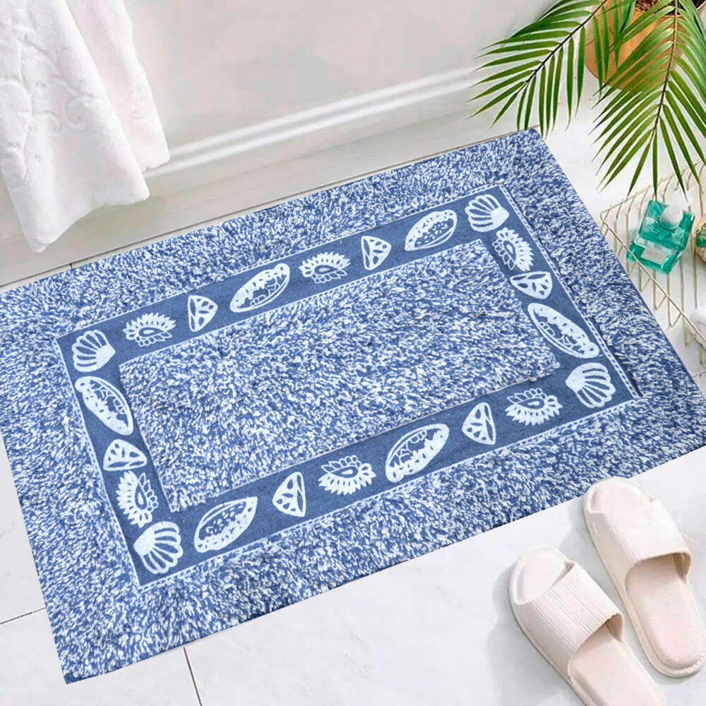 Коврик для ванной хлопковый 50х80 см, "Sindbad", синий меланж, мягкий и впитывающий