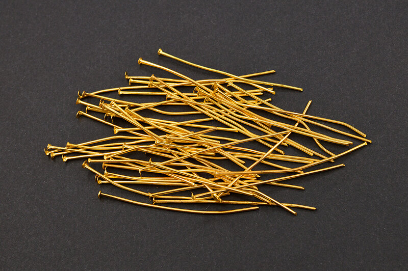 Штифты для бижутерии гвоздики 45х0,8мм, цвет золото, железо, 30-003, 10г (около 55шт)