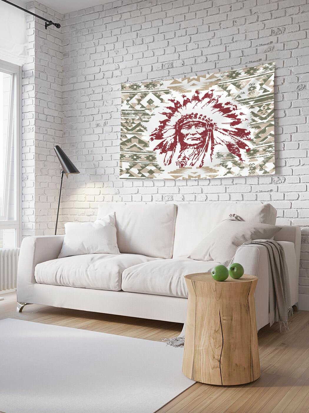 Фотопанно на стену тканевый горизонтальный "Портрет индейца", 150х200 см, JoyArty