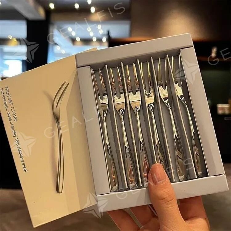 Вилки из нержавеющей стали с двумя зубьями, для фруктов, овощей, сыров, десертов, длина 13 см, 6 шт