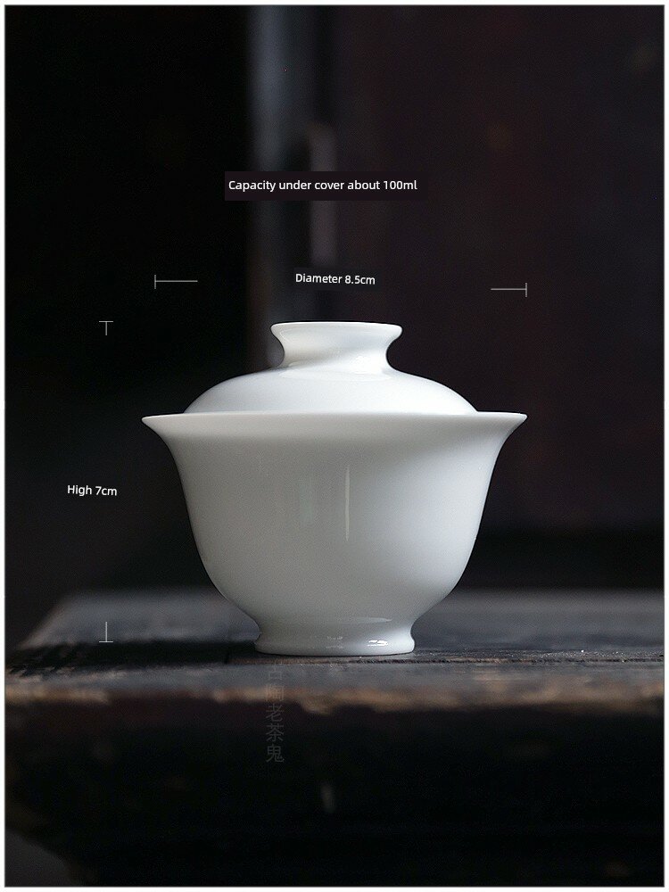Белый нефритовый гайвань Ercai: древняя керамическая чаша для чая в стиле Чаошань, чаша для чая Гунфу, одиночная чаша,