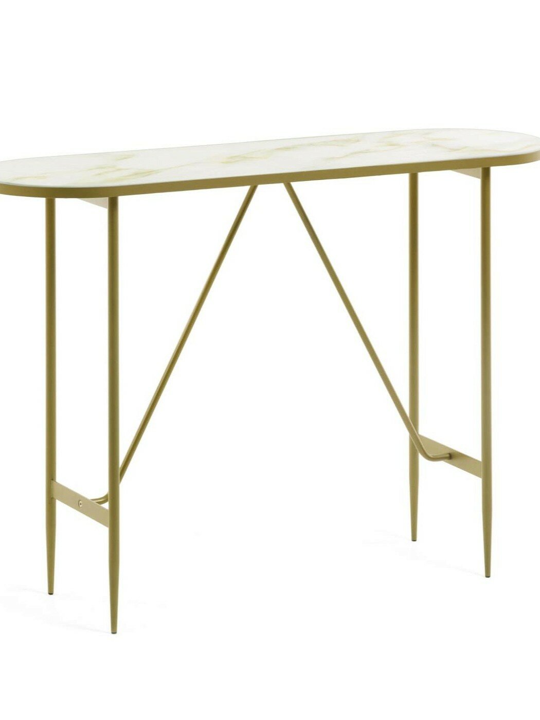 Консольный столик La Forma Elisenda, белый/золотой, для гостиной, стекло, металл