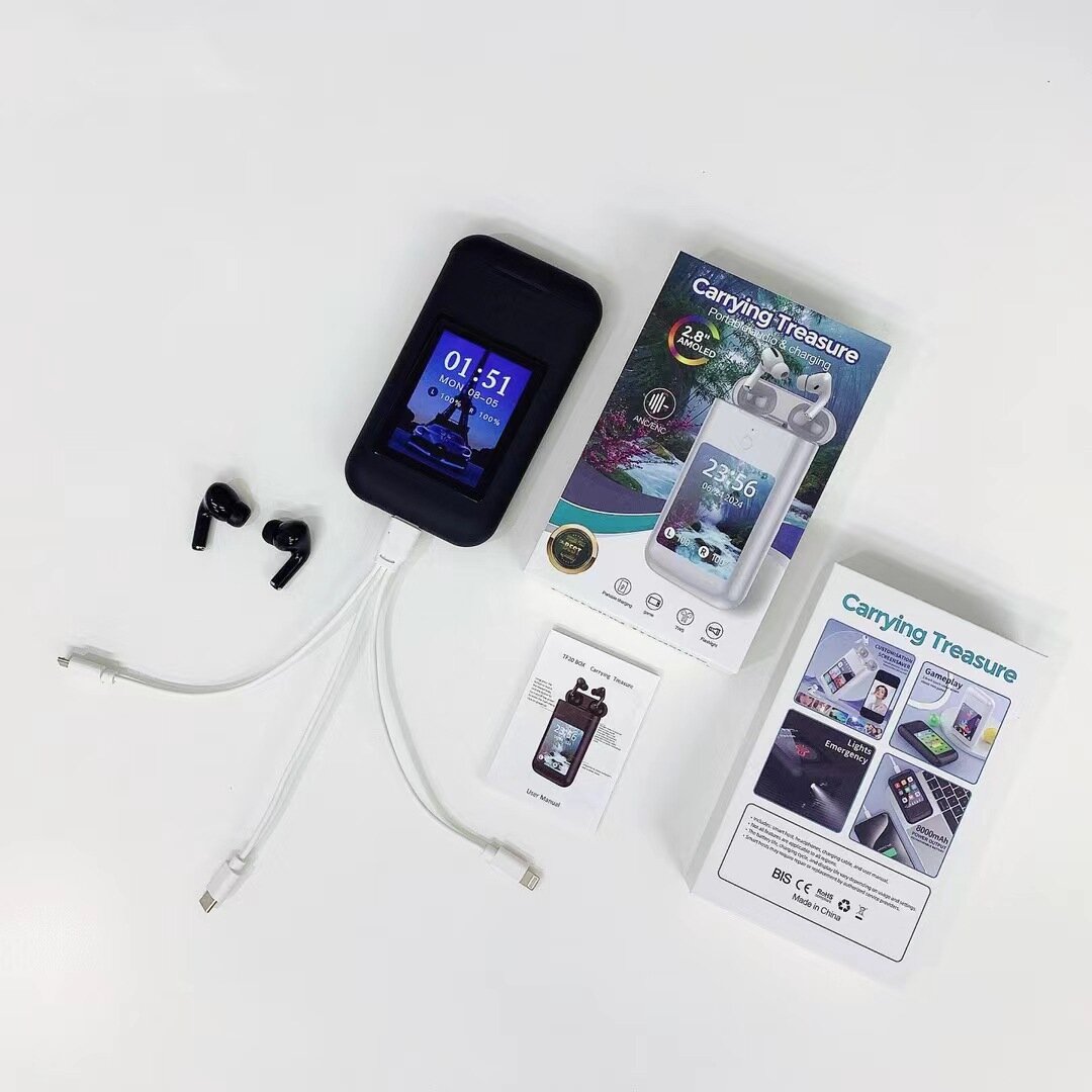 A98 BOX 2,8-дюймовые беспроводные наушники Bluetooth с дисплеем, аккумулятором и фонариком - 3 в 1 мультимедийное