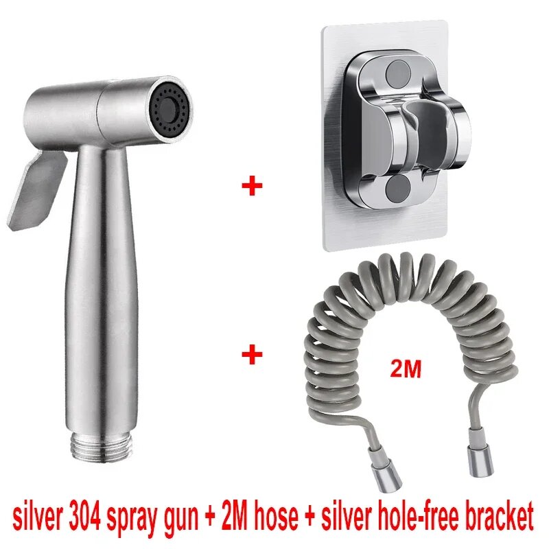 Ручной распылитель для биде Silver 304, 2M, без сверл