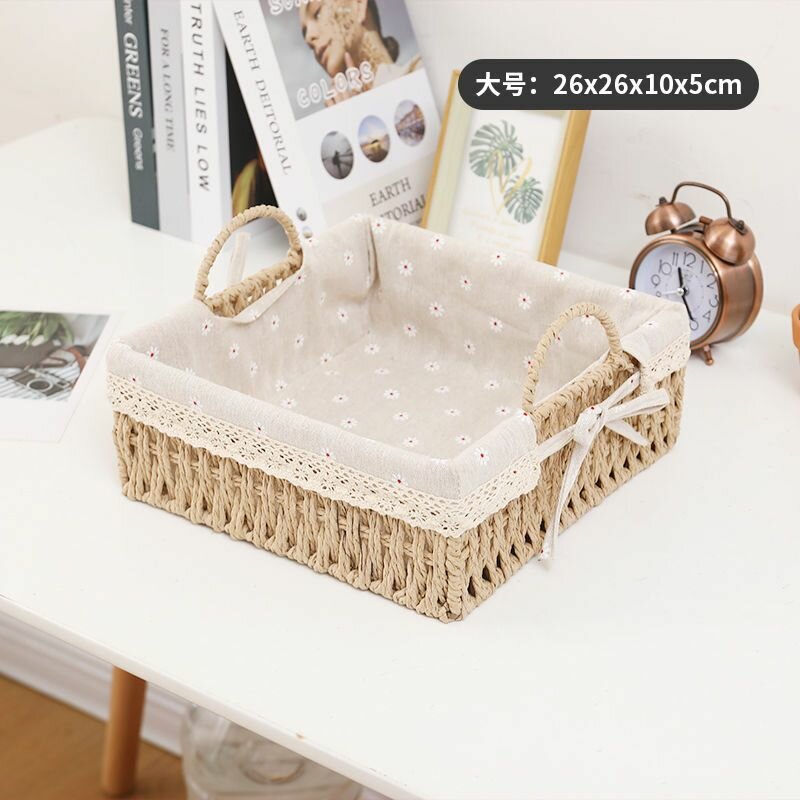 Разделенная на секции плетеная корзина для хранения, настольный органайзер для закусок и косметики, держатель для ключей на кофейном столике, плетеная корзина для мелочей.