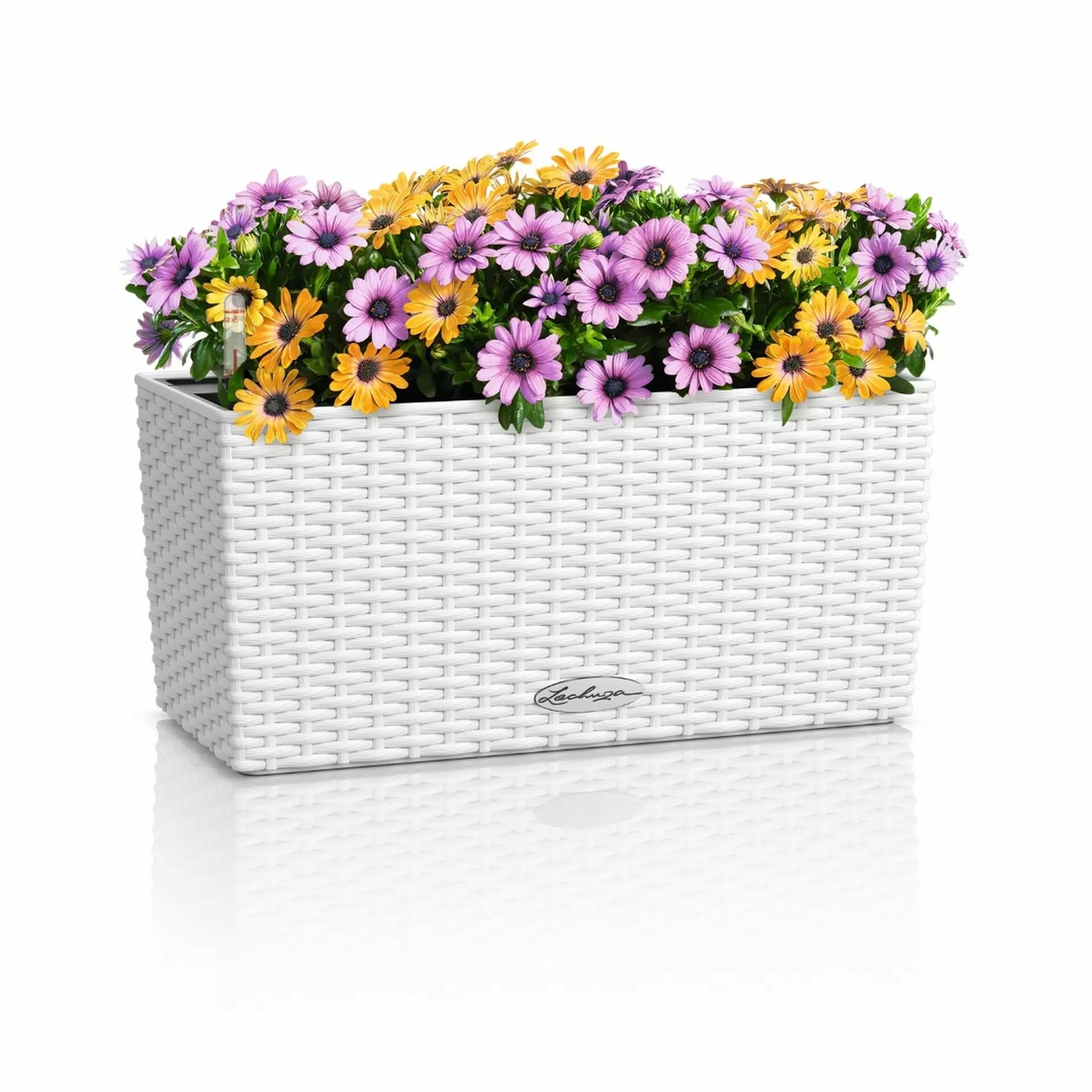 Кашпо с автополивом Lechuza BALCONERA Cottage 40 , Д40 Ш19 В19 см, белое, матовое / Балконный горшок Лечуза 12 л