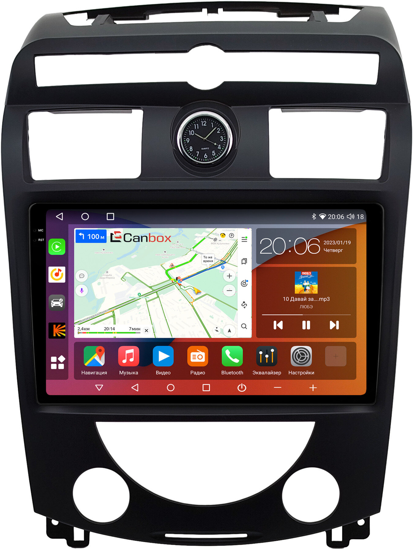 Штатная магнитола Canbox Logic-i3 2K 5736-10-3540 SsangYong Rexton 2 2006-2012 (с часами) Android 13 (4G-SIM, 8/256, DSP, 360, QLed)