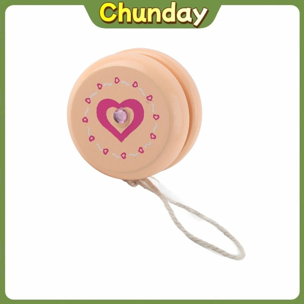 Деревянный йо-йо с розовым сердечком, игрушка для малышей