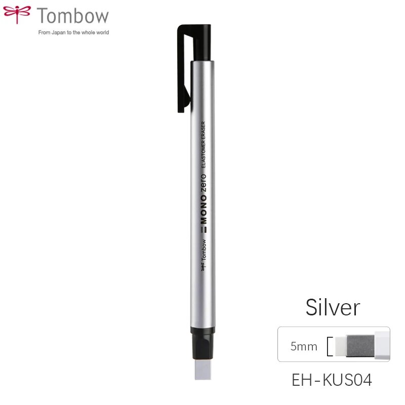 Tombow MONO Zero Eraser Плоский ластик Серебряный, Rectangle Silver