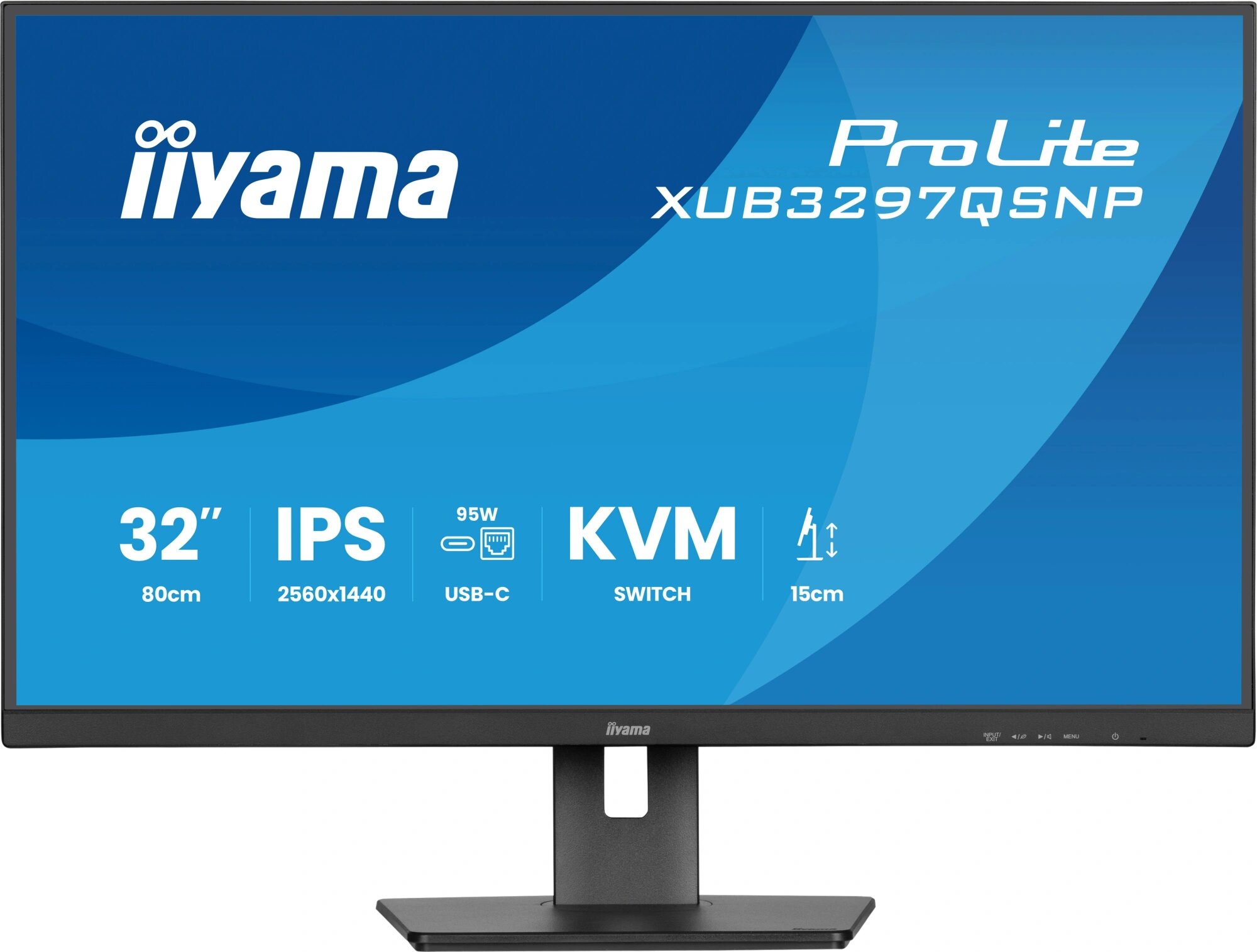 Монитор Iiyama 32" ProLite XUB3297QSNP-B1 черный IPS LED 1ms 16:9 HDMI M/M матовая HAS Piv 1000:1 350cd 178гр/178гр 2560x1440 100Hz DP Quad 2K (1440p) USB 9.5кг