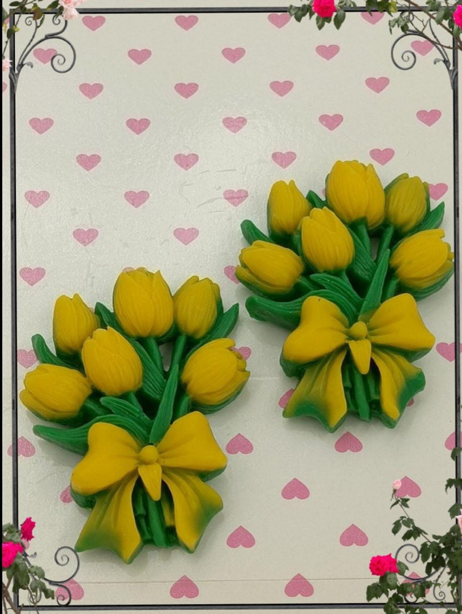 Мыло ручной работы "Мини Букет тюльпанов" 2 шт Подарок маме сестре