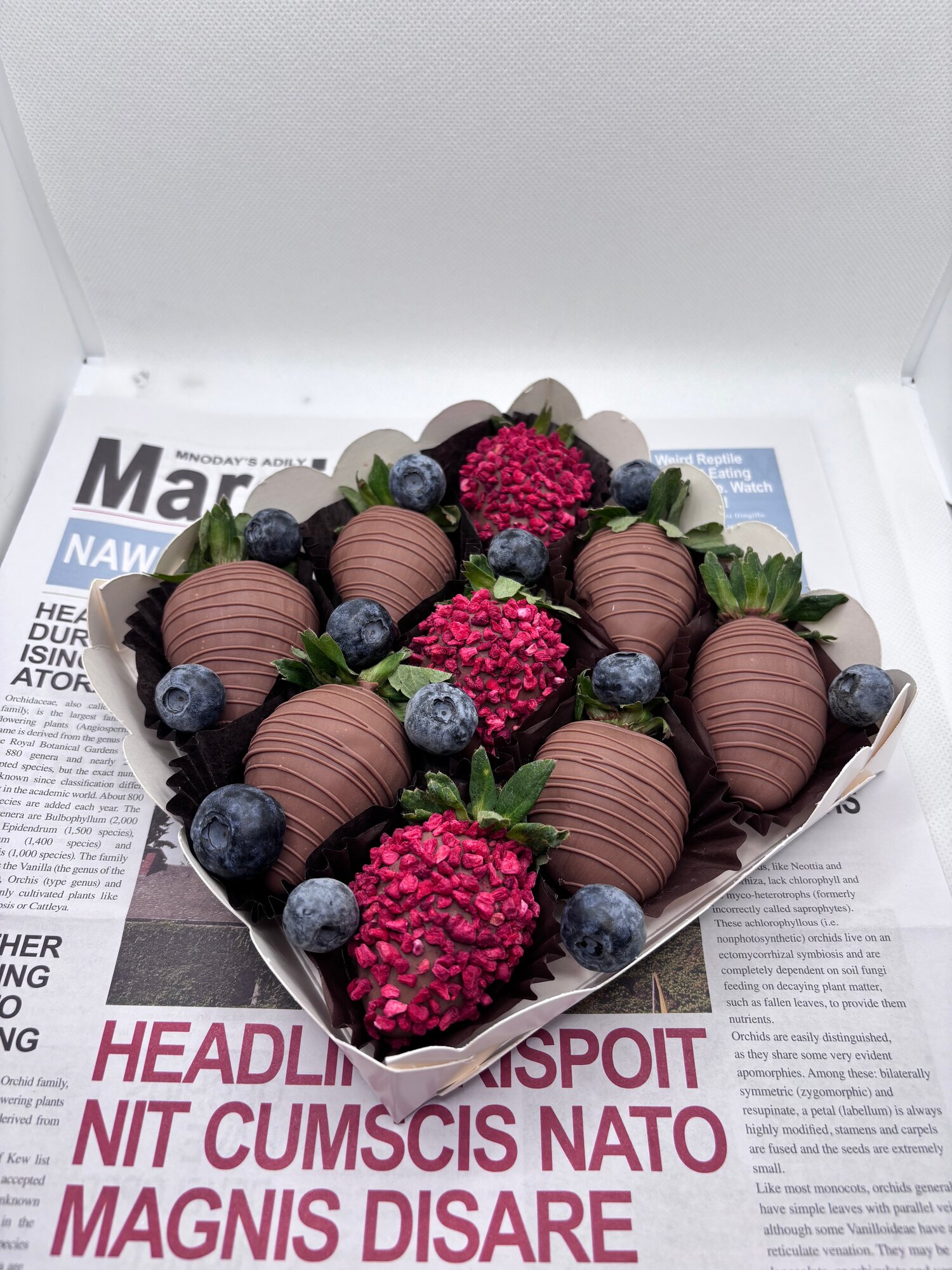 Подарочный набор Choco_choco "Клубника в шоколаде", с голубикой, 9шт