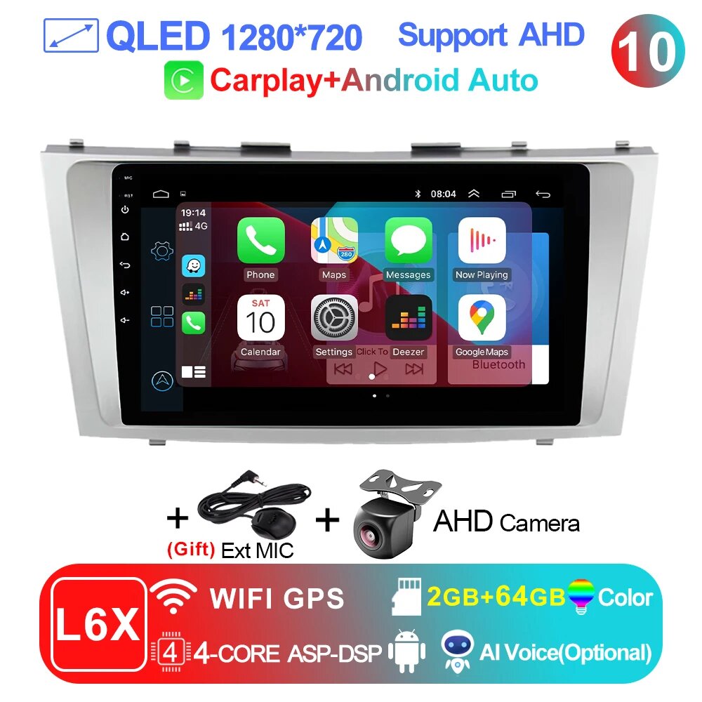 LEHX L6 Pro 8-ядерный автомобильный мультимедийный плеер Android 14 2-диновое радио для Toyota Camry 2006-2011 автораido Carplay стерео головное устройство