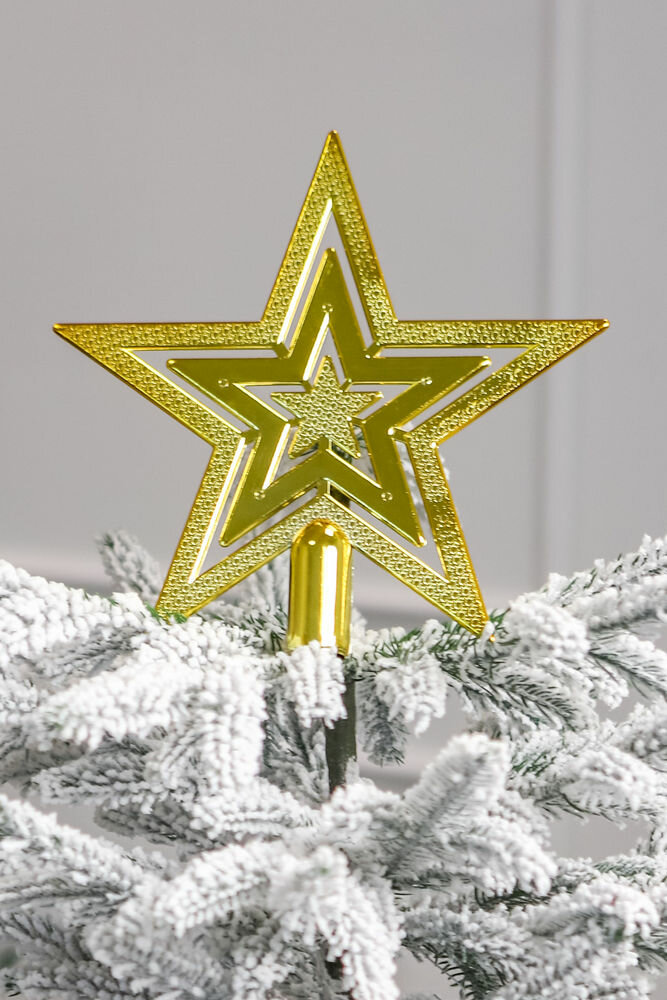 Верхушка елочная из пластика сверкающая звезда, золотая, пластик, 20 см, Kaemingk 029996