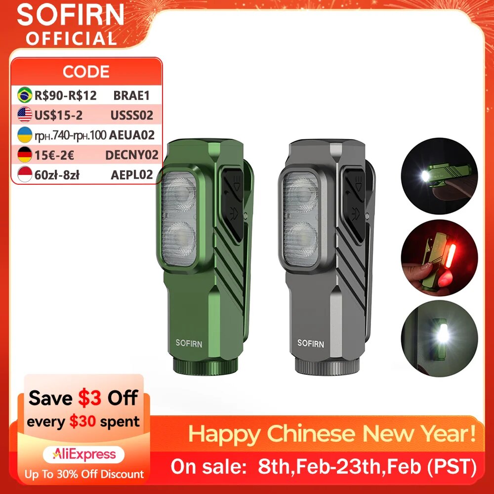 Sofirn Mini ST10 1000LM красный фонарик Green