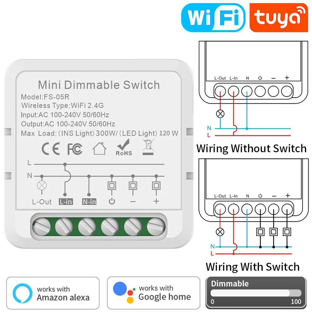 Lxin Tuya Умный диммер модуль WiFi или Zigbee 2.4G WIFI Version, 1 piece pack
