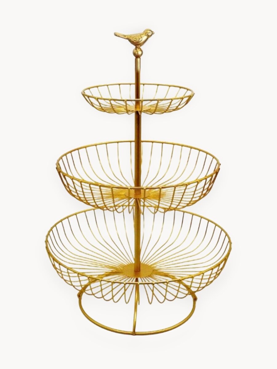 Фруктовница корзина - ваза для фруктов 3 яруса, трехъярусная этажерка для фруктов печенья и конфет