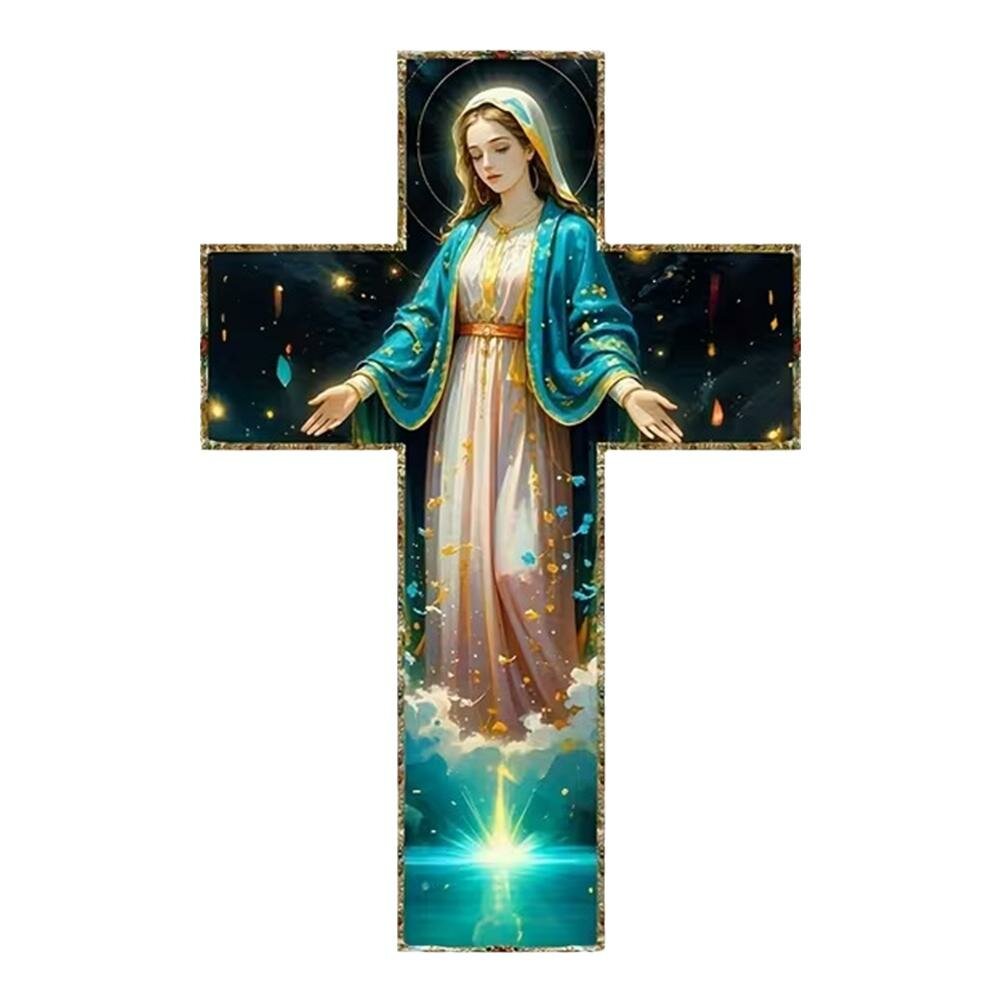 Ретро-крест на стену с изображением Иисуса Христа, винтажный деревянный крест в 2D-формате, ручная работа, деревенский католический декор для дома, религиозное искусство, подходит в качестве христианского подарка, для церкви и близких.