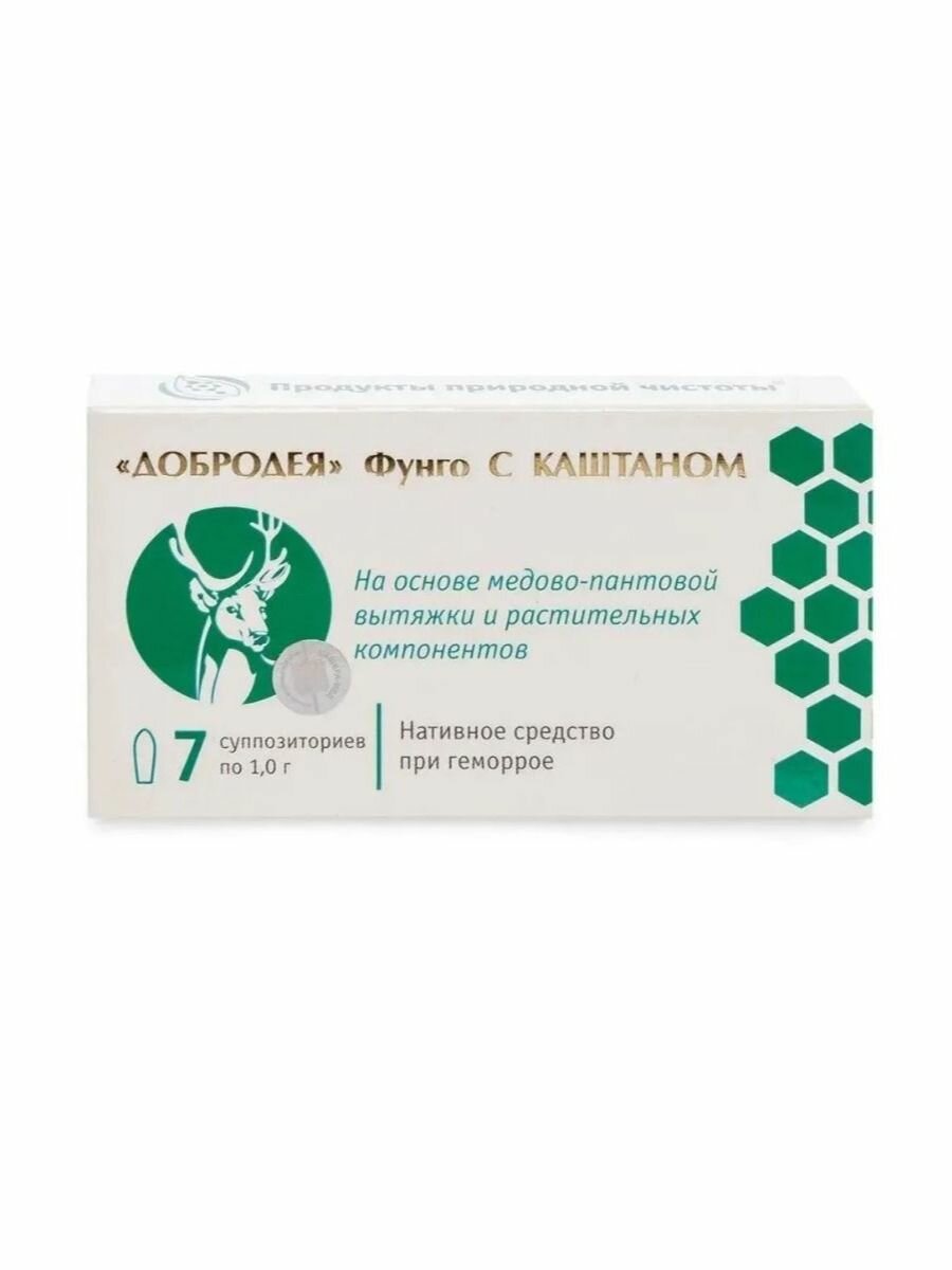 Сашера-МЕД. Добродея фунго с каштаном (свечи), 7 шт. для предупреждения развития геморроя
