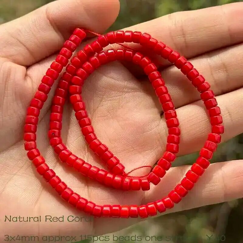 Красный коралловый камень бусины jbyzbsm 15 дюймов Красный, 3x4mm