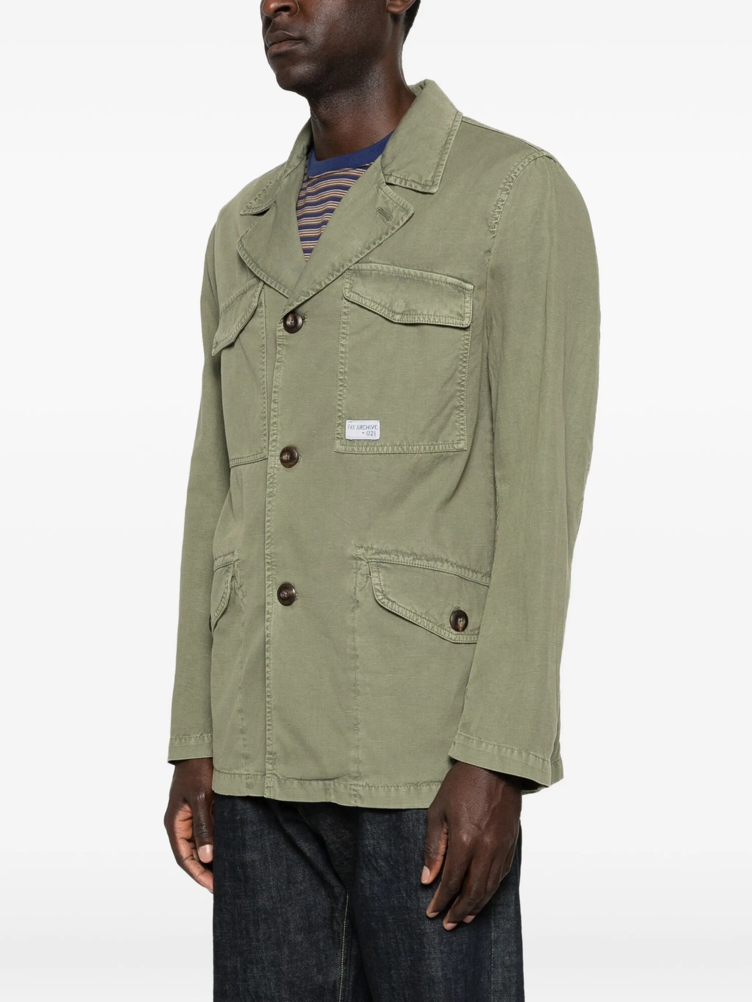 Куртка FAY Logo-patch jacket, размер M, green — фото 1