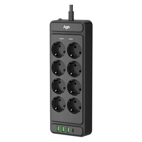 Сетевой фильтр AGNI TP-FS4U8E-PD-5m-black