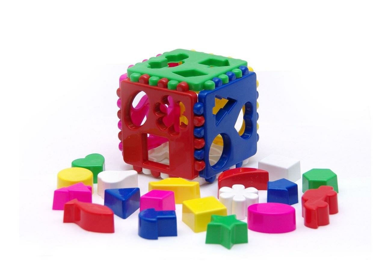 Логический кубик большой "Каролина", для развития моторики, цветные формы