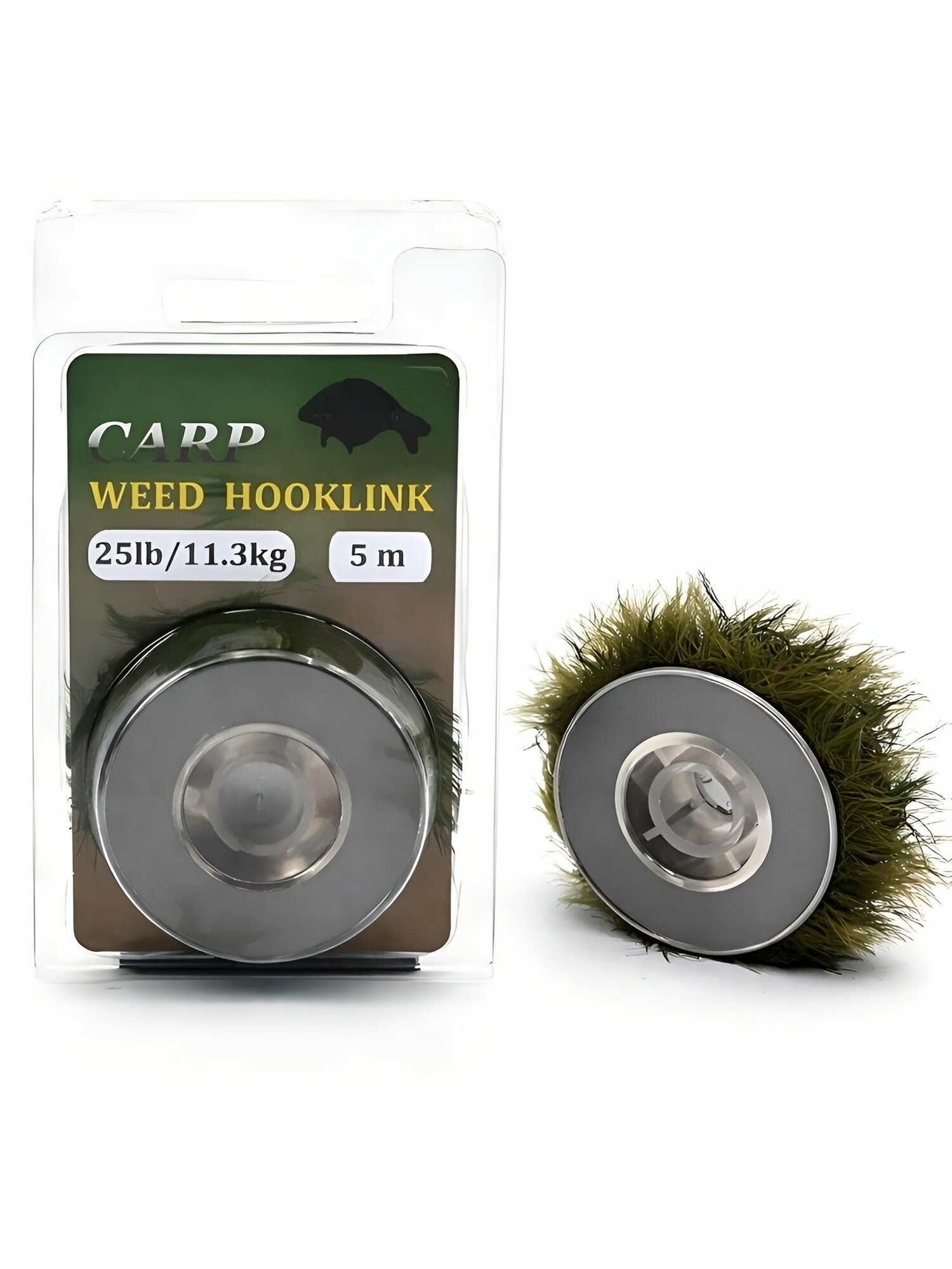 Поводковый материал WEED HOOKLINK маскировка" Водоросли", карповая плетенка, разрывная нагрузка 11.3 кг, 5 метров на катушке