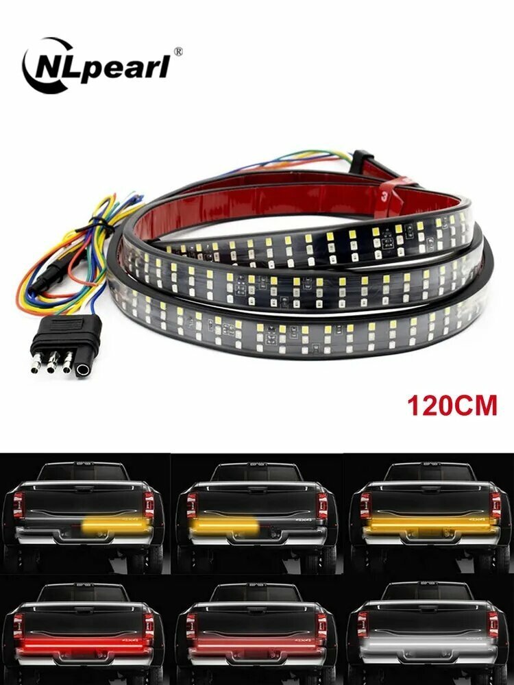 Светодиодная Led лента поворотник стоп сигнал 1,2 м, напряжение 12V, динамическая бегающая лента габарит, для тюнинга фур, грузовиков, на авто, ПТФ и ДХО 1 шт