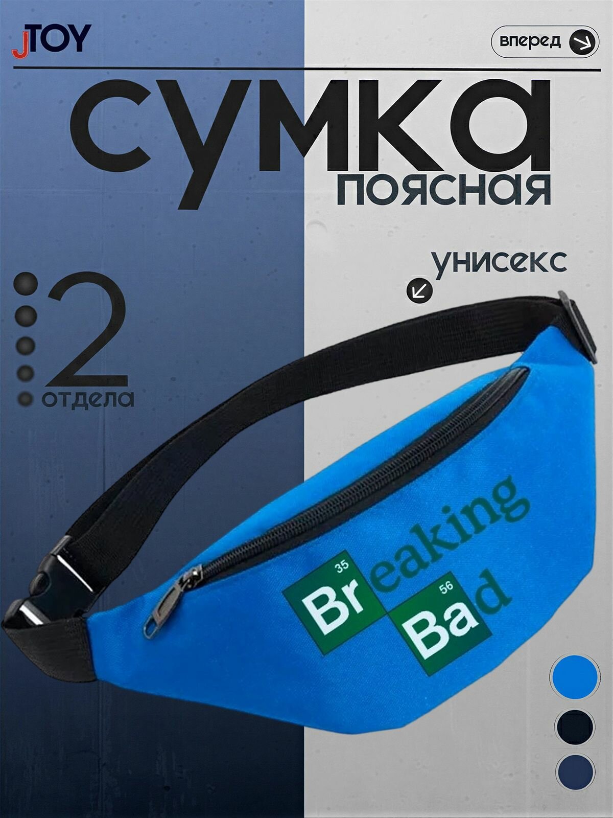 Поясная сумка Во все тяжкие (Breaking Bad) голубая №1