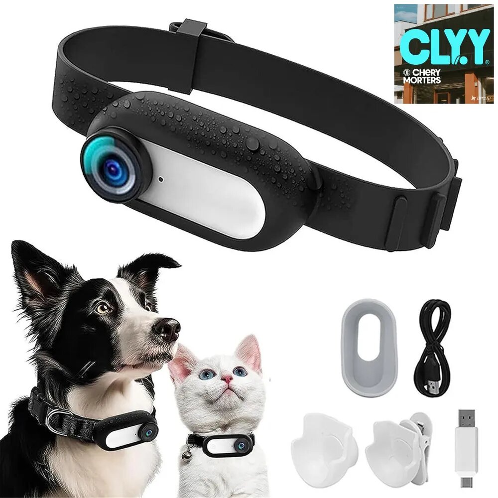 Беспроводная HD-камера на ошейнике, камера для собак и кошек, белая