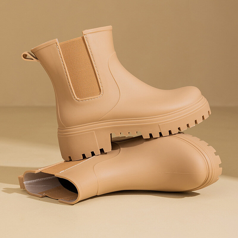 Стильные резиновые ботинки челси, короткие резиновые сапоги, женские эластичные резиновые сапоги, ботинки Мартинс, нескользящие водонепроницаемые сапоги, взрослые галоши. Размер обуви. EU:40