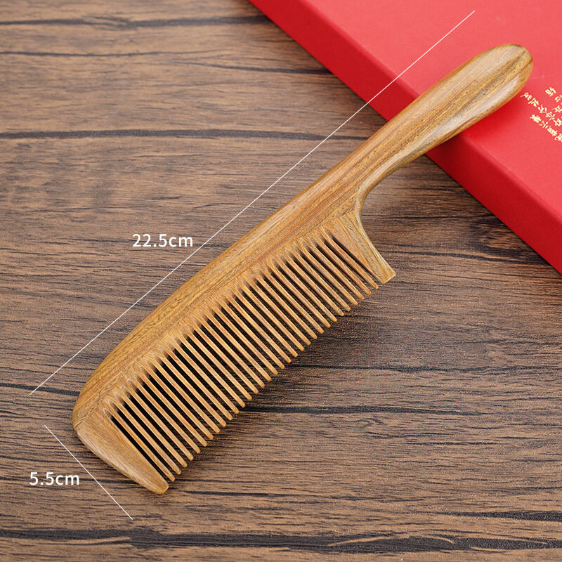 Натуральный зеленый сандаловый гребень, антистатический, домашний портативный гребень для укладки волос, подарочная коробка для подарков, оптовая продажа от производителя, уход за волосами