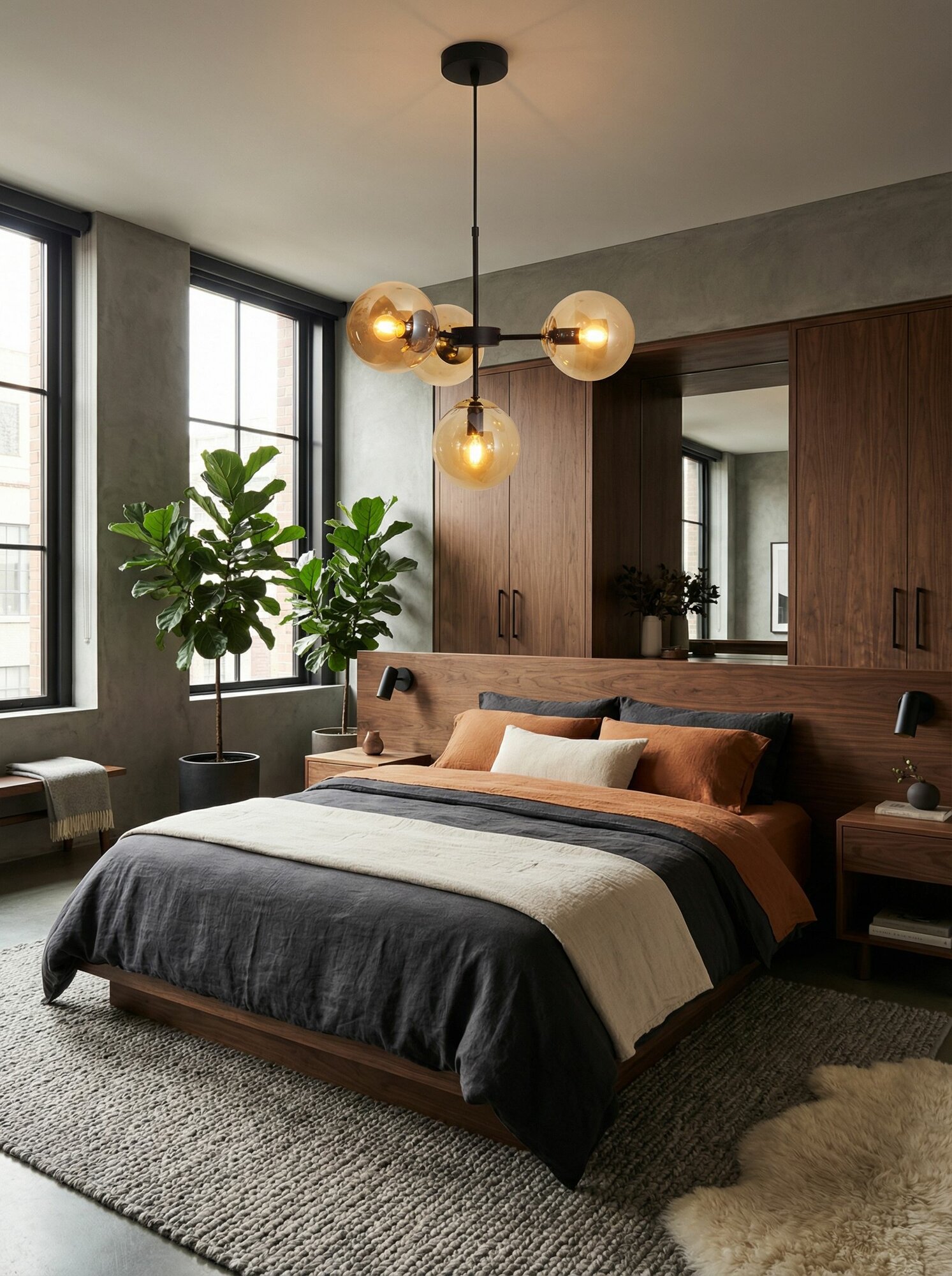 Люстра подвесная на 4 лампы E14*40Вт с янтарными стеклянными плафонами