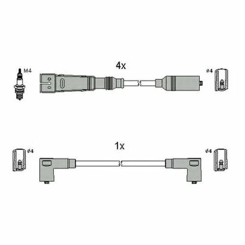 Комплект высоковольтных проводов HUCO 134786 Vw Golf III 1.8 11.91-04.99, Passat 1.8 08.90-05.97, Vento 1.8 11.91-09.98