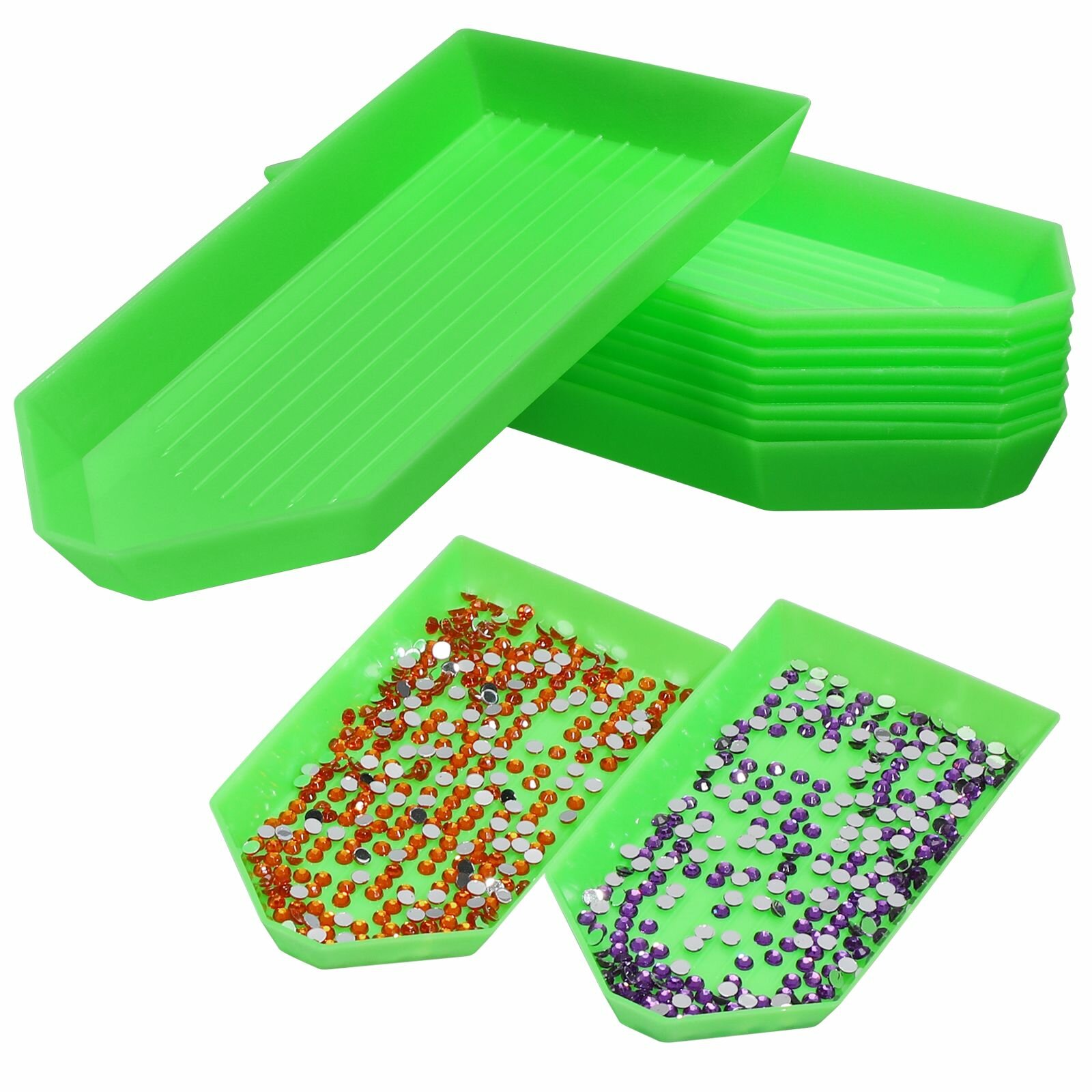 50 Штук Лотков для Сортировки Бусин, Из Пластика, Для Ринestones и Декора